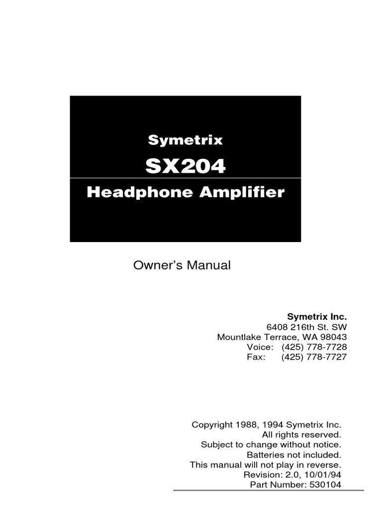 Headphone Amplifier: Symetrix | PDF | Headphones | Amplifier