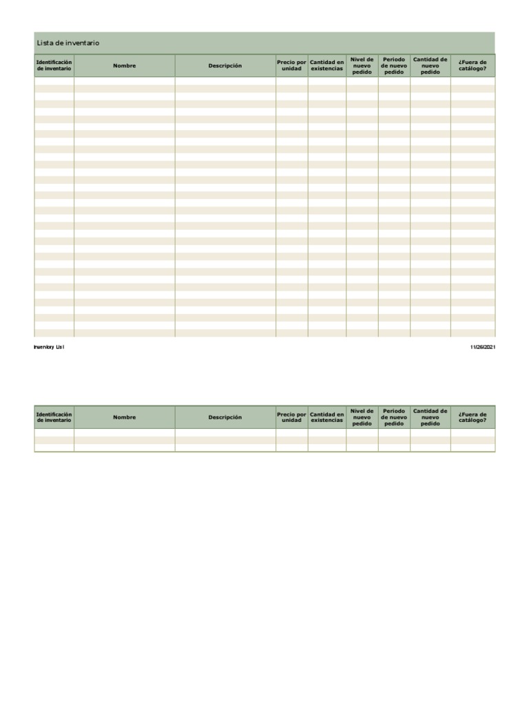 Lista de Inventario | PDF