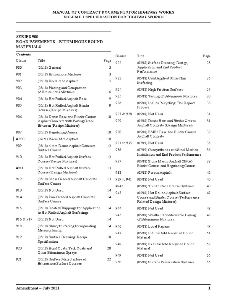 MCHW Vol 1 Series 900 - Print v0.2 | PDF | Road Surface | Asphalt