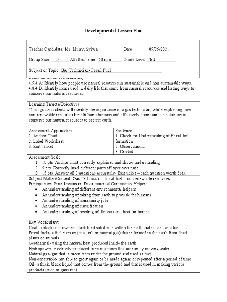 Eeu 305 Lesson Plan Gas Technician - Fossil Fuel | Download Free PDF ...