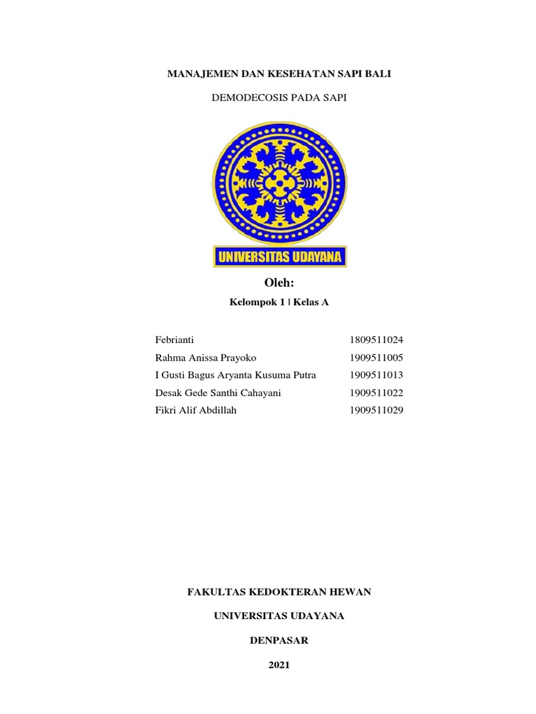 Demodecosis Pada Sapi - Manajemen Dan Kesehatan Sapi Bali | PDF