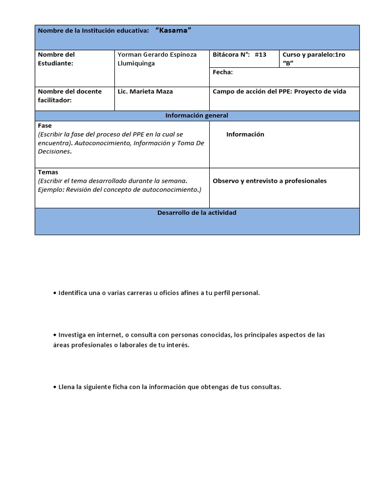Proyecto PPE #13 Observo y Entrevisto A Profecionales | PDF | Información | Cognición