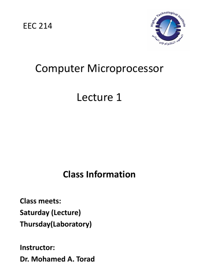EEC 214 Lecture 1 | PDF | Random Access Memory | Central Processing Unit