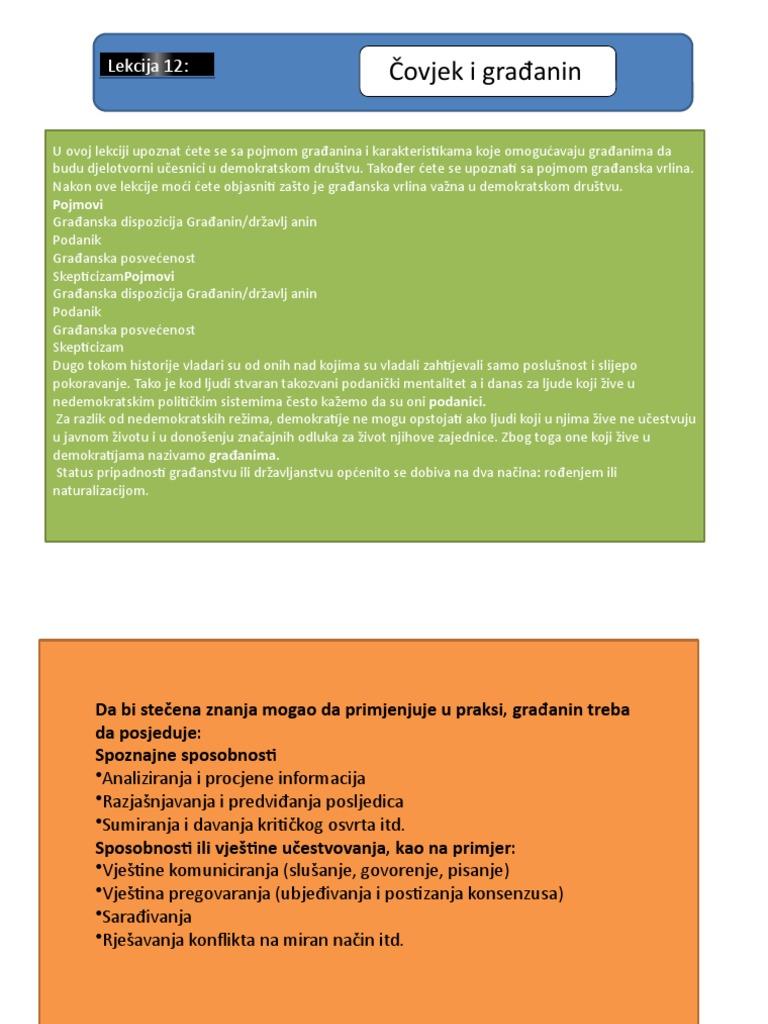 Lekcija Broj 12 Čovjek I Gr. | PDF