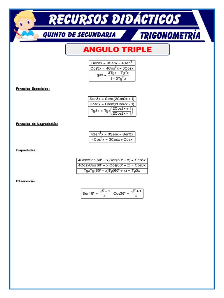 Razones Trigonométricas Del Ángulo Triple | PDF | Trigonometría ...