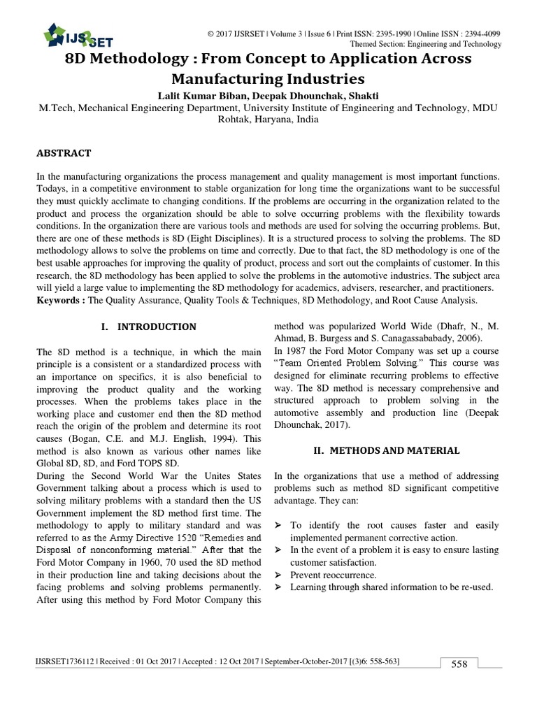 8D Methodology From Concept To Applic | PDF | Engineering | Science