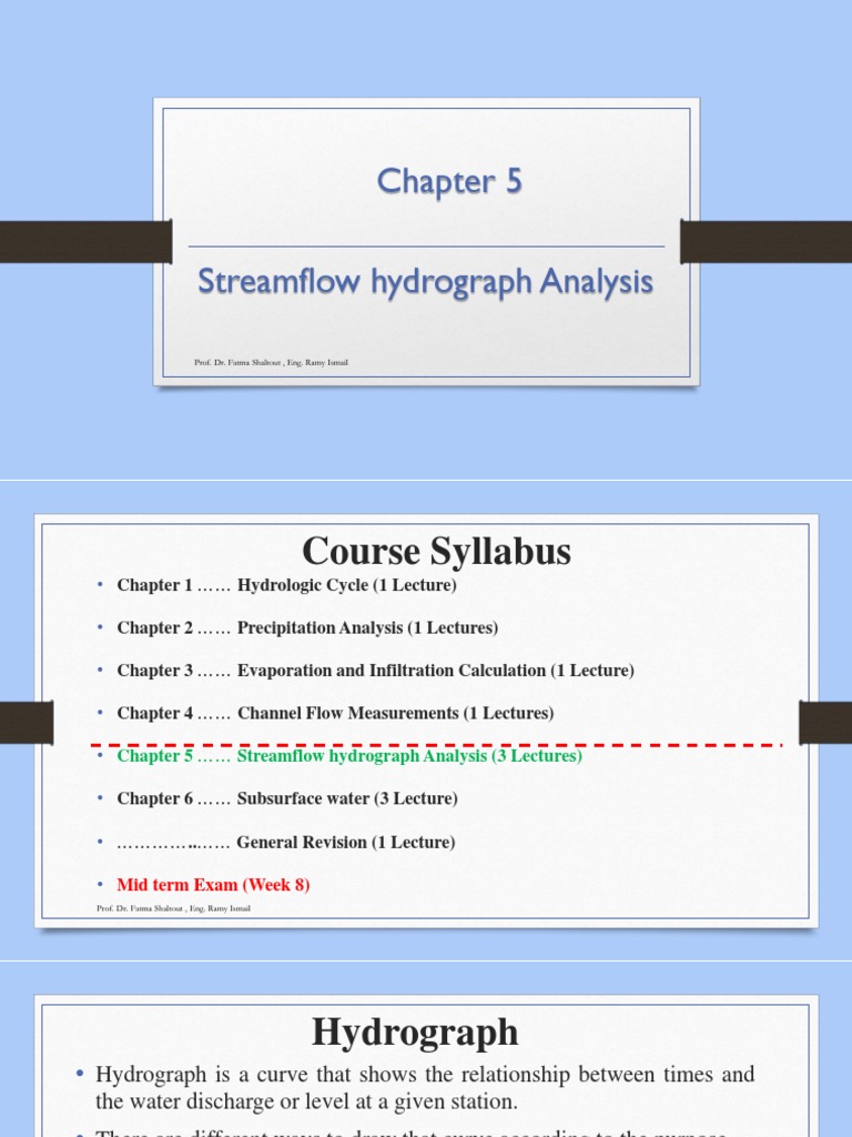 Lecture 6 Streamflow Hydrograph Analysis Part 1 3 Pdf Drainage