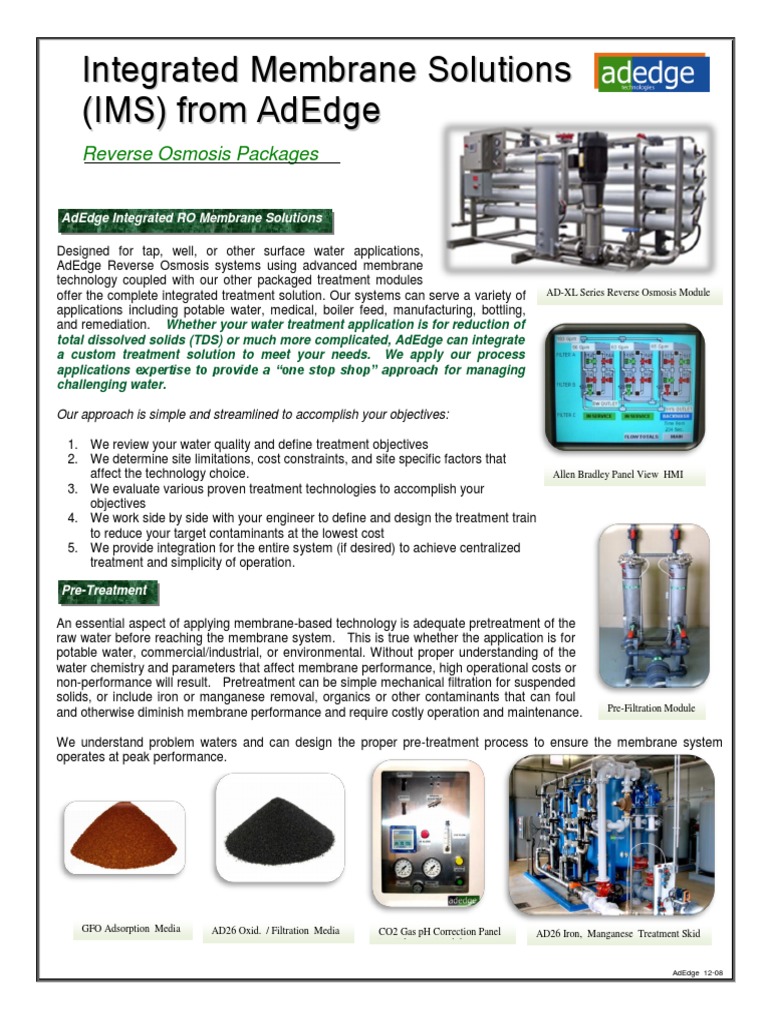 AdEdge Integrated Water Treatment Solutions | PDF | Membrane | Chemistry
