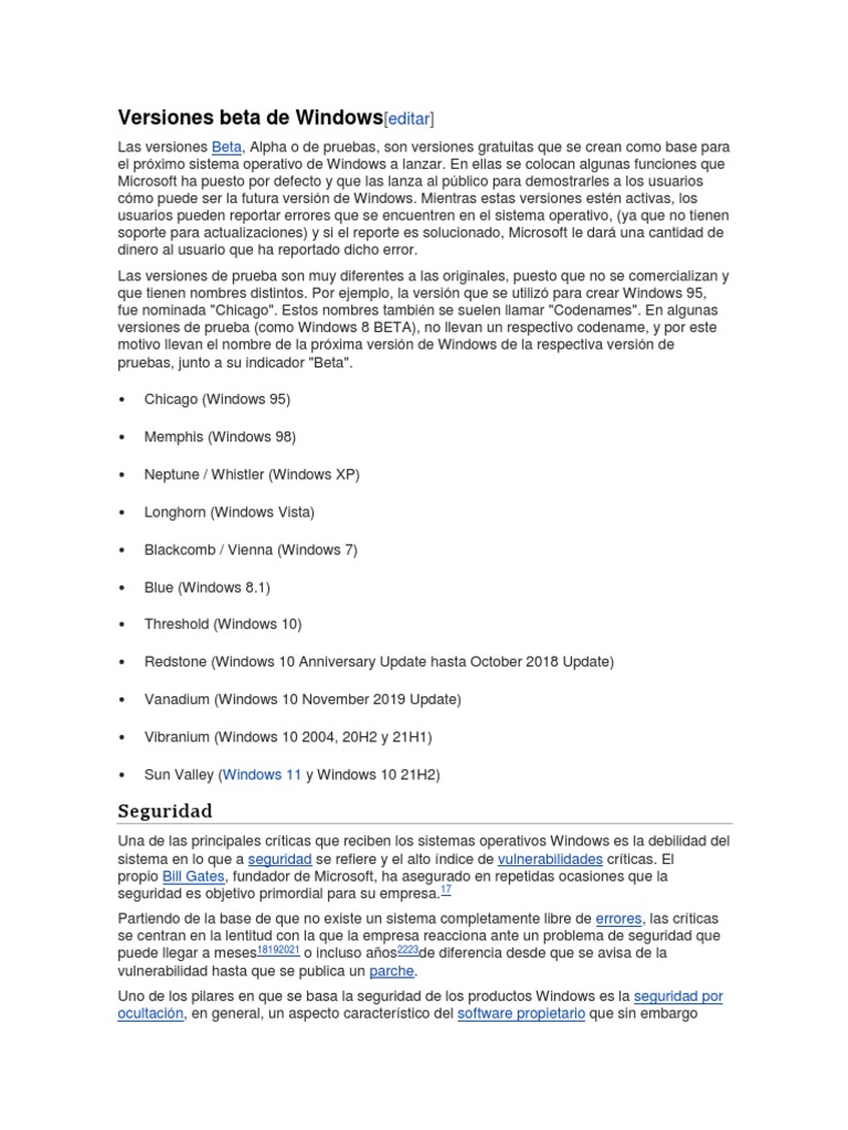 Versiones Beta de Windows | PDF | Microsoft Windows | Plataformas de computación