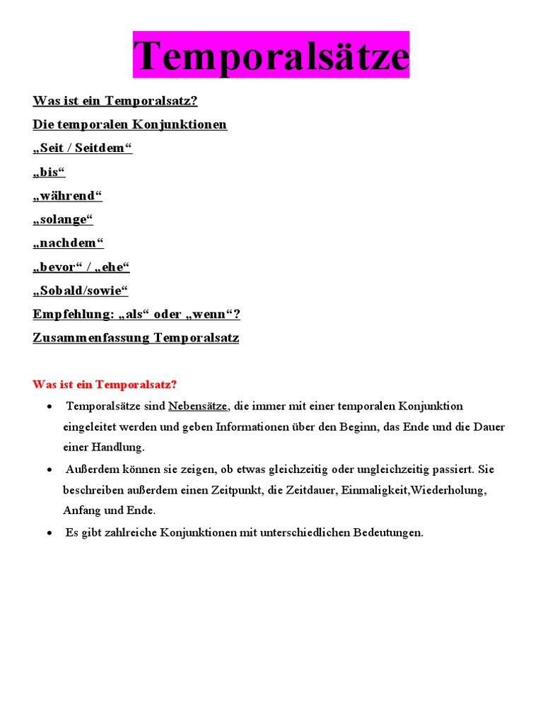 Temporalsätze Im Allgemein | PDF