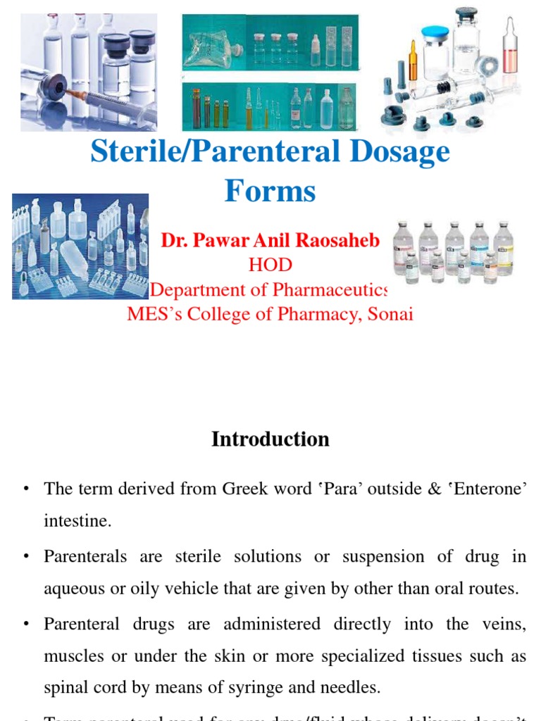 Parenteral Dosage Form Introduction | PDF | Dialysis | Intravenous Therapy
