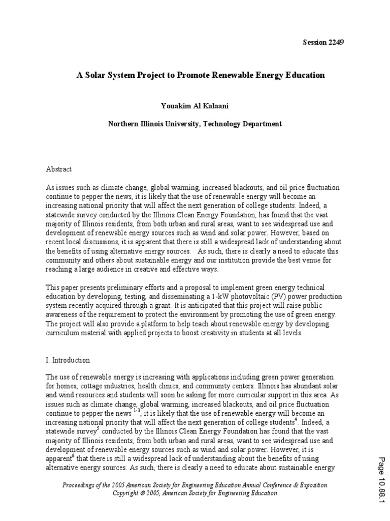 A Solar System Project To Promote Renewable Energy Education | PDF ...
