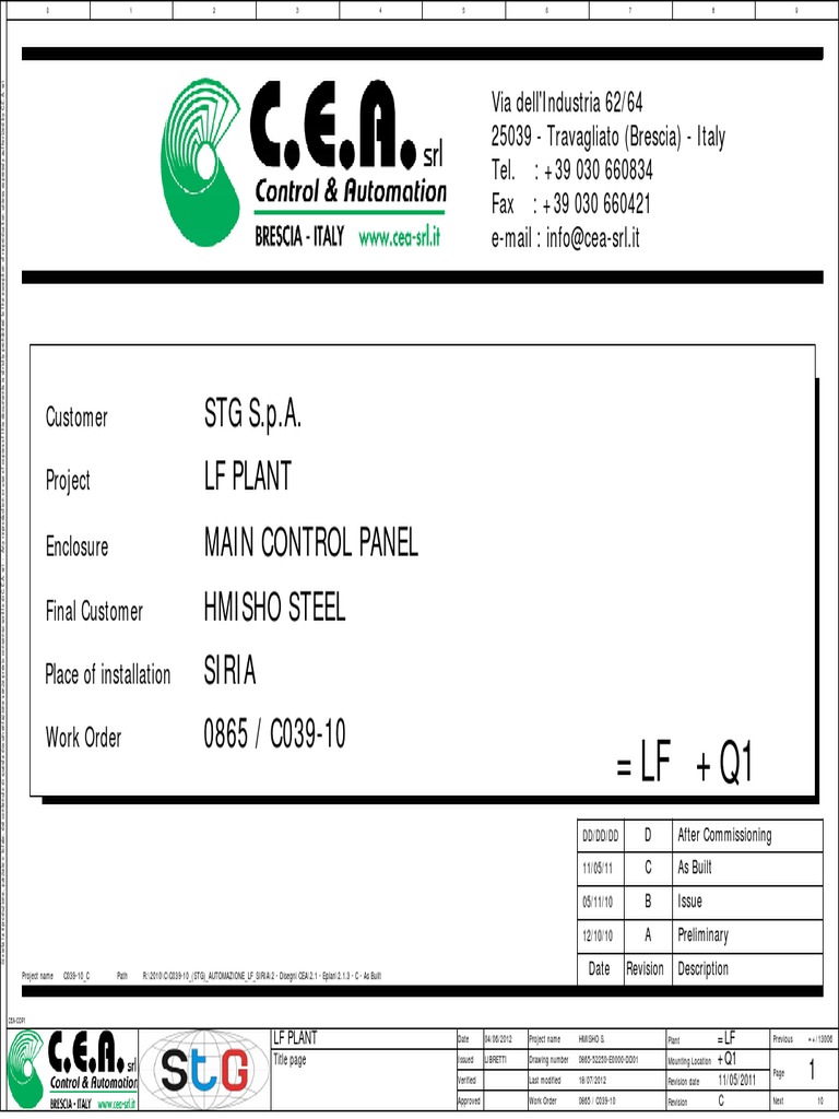 LF Plant STG S.p.A. Main Control Panel | PDF | Computing | Electronics