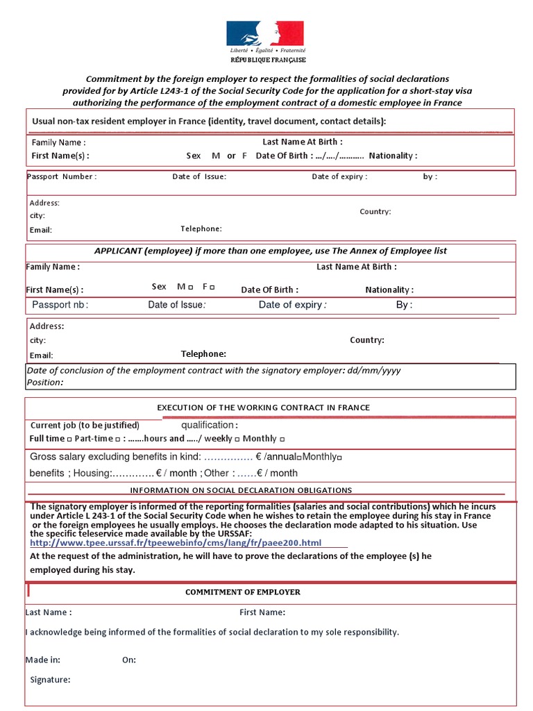 Date of Birth: Usual Non-Tax Resident Employer in France (Identity ...