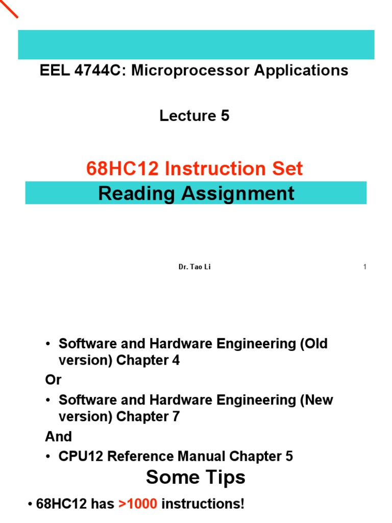 Lecture5 INSTRUCTIONS MICROPROCESSOR APLICATIONS | PDF | Multiplication | Subroutine