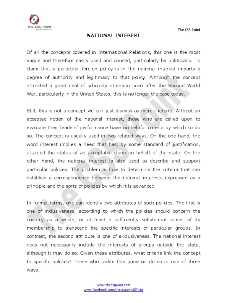 National Interest | PDF | Concept | Philosophical Theories
