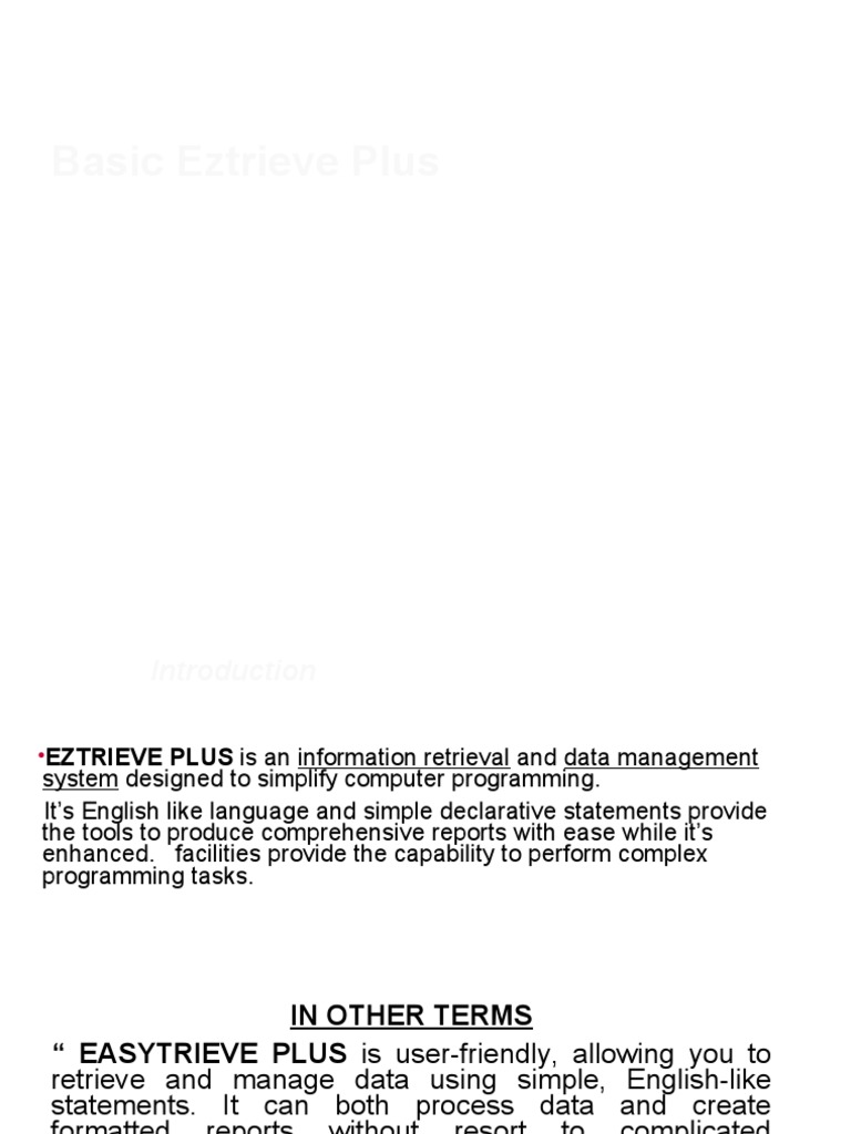 Basic Eztrieve Plus | PDF | Computer File | Binary Coded Decimal