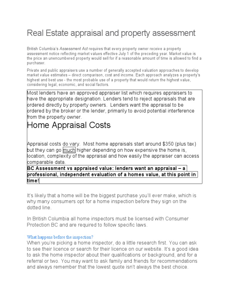 Real Estate Appraisal and Property Assessment | PDF | Real Estate ...