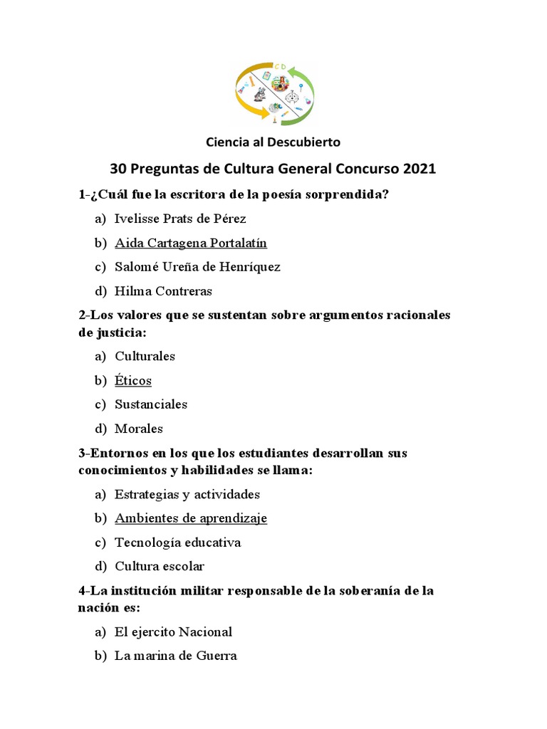 30 Preguntas de Cultura General | PDF