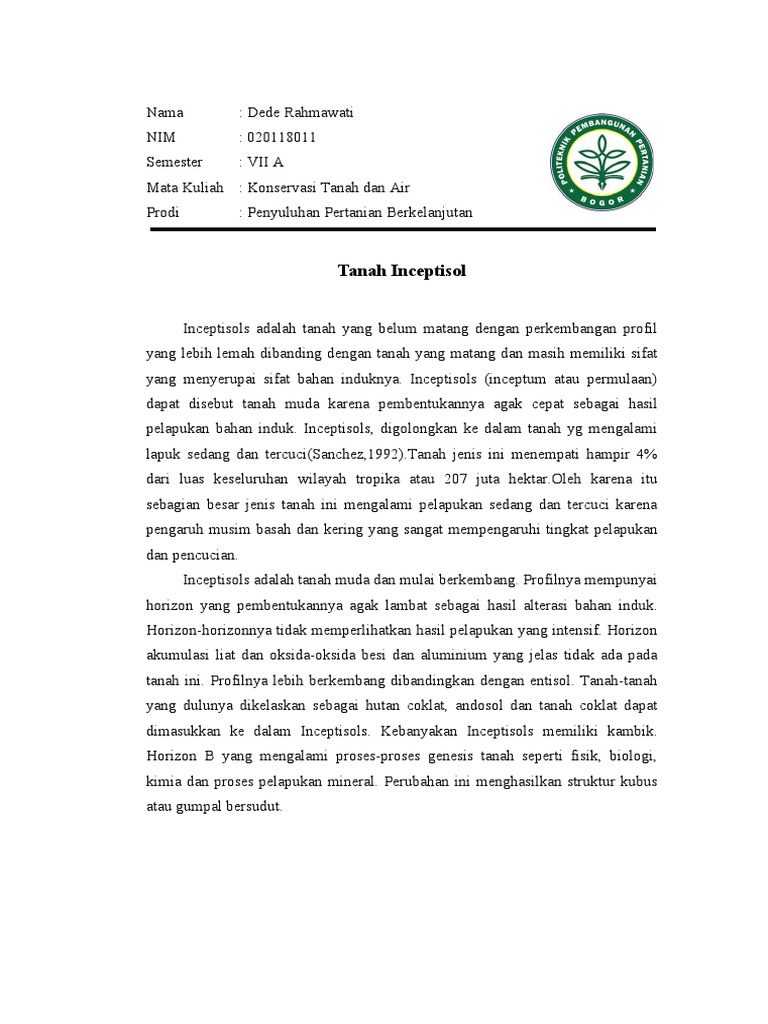Karakteristik dan Sifat Tanah Inceptisol | PDF | Sains & Matematika
