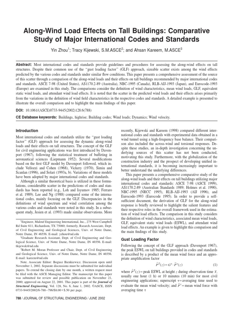 Along-Wind Load Effects On Tall Buildings: Comparative Study of Major ...