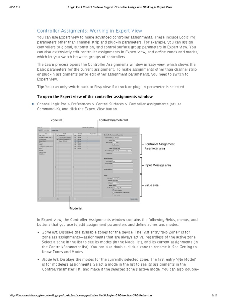 Logic Pro 9 Control Surfaces Support - Controller Assigments - Working in Expert View | Download ...