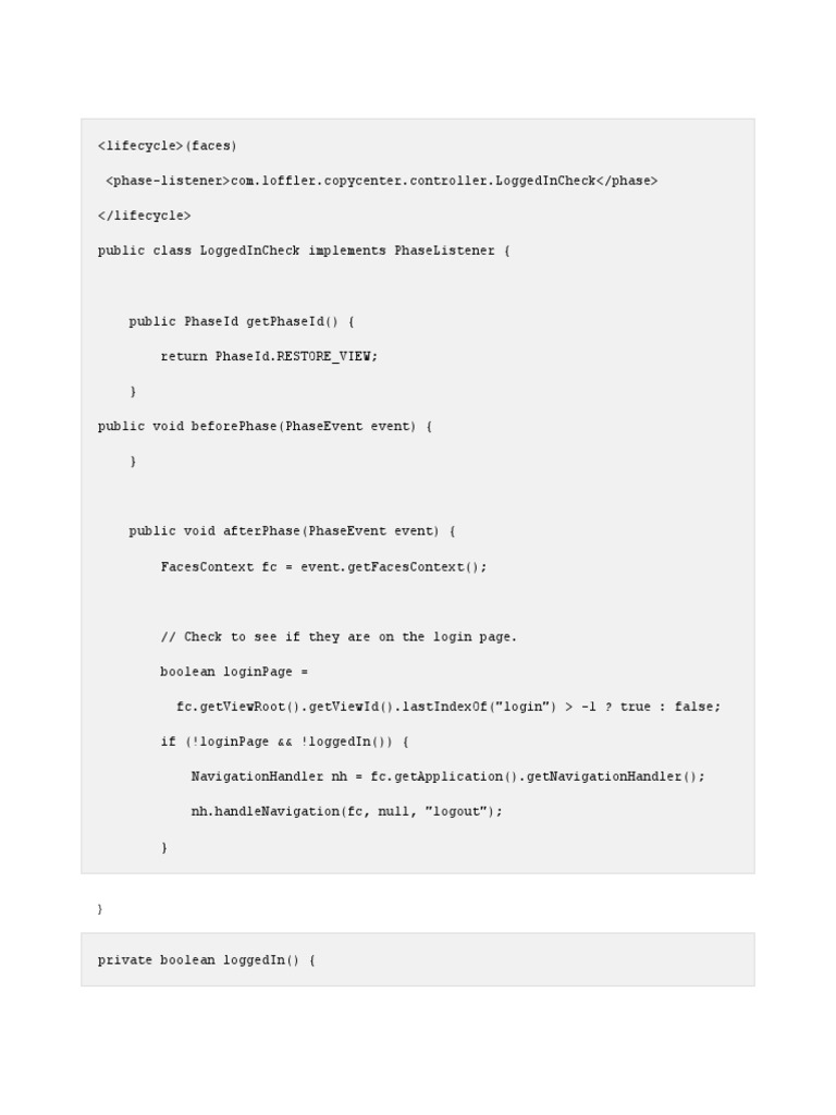JSF Phase Listener for Login Check | PDF | Finance & Money Management ...