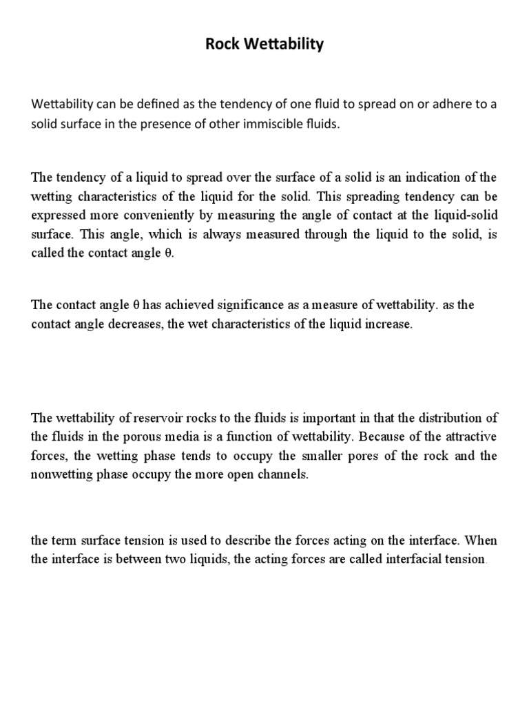 Rock Wettability | PDF