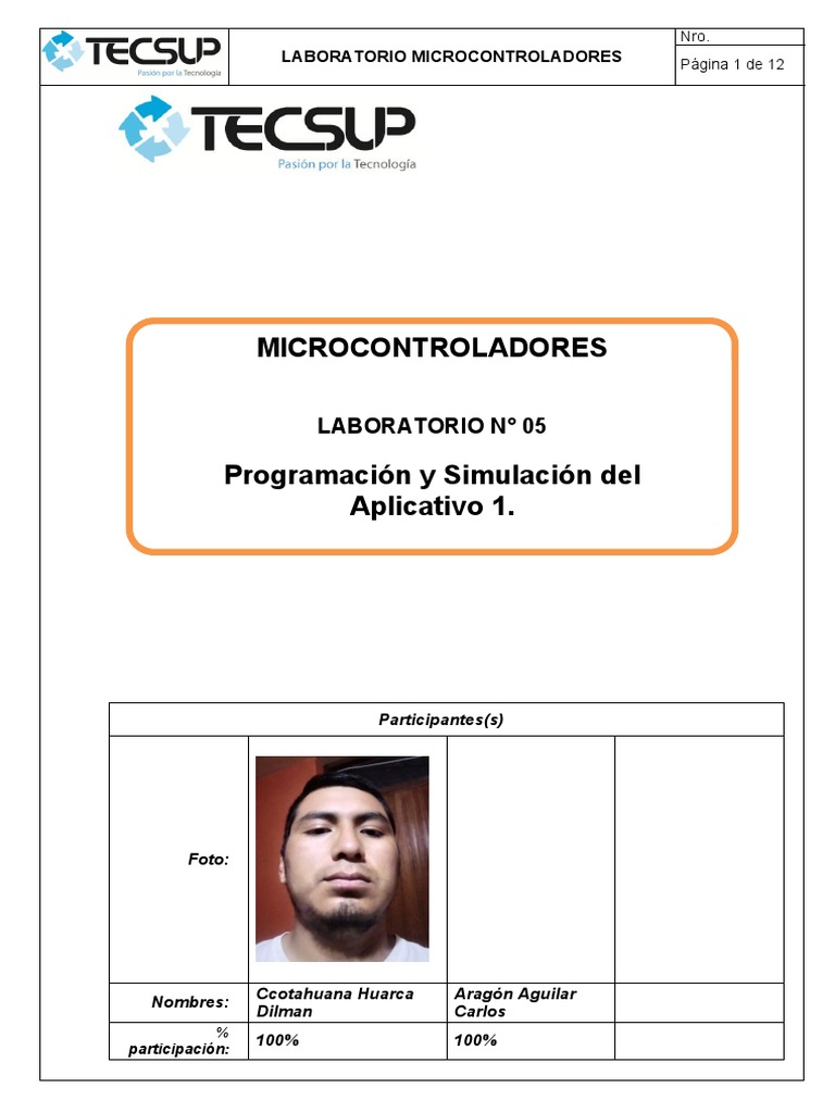 Lab 05 Programación y Simulación Del Aplicativo 1 | PDF | Microcontrolador | Programación de ...