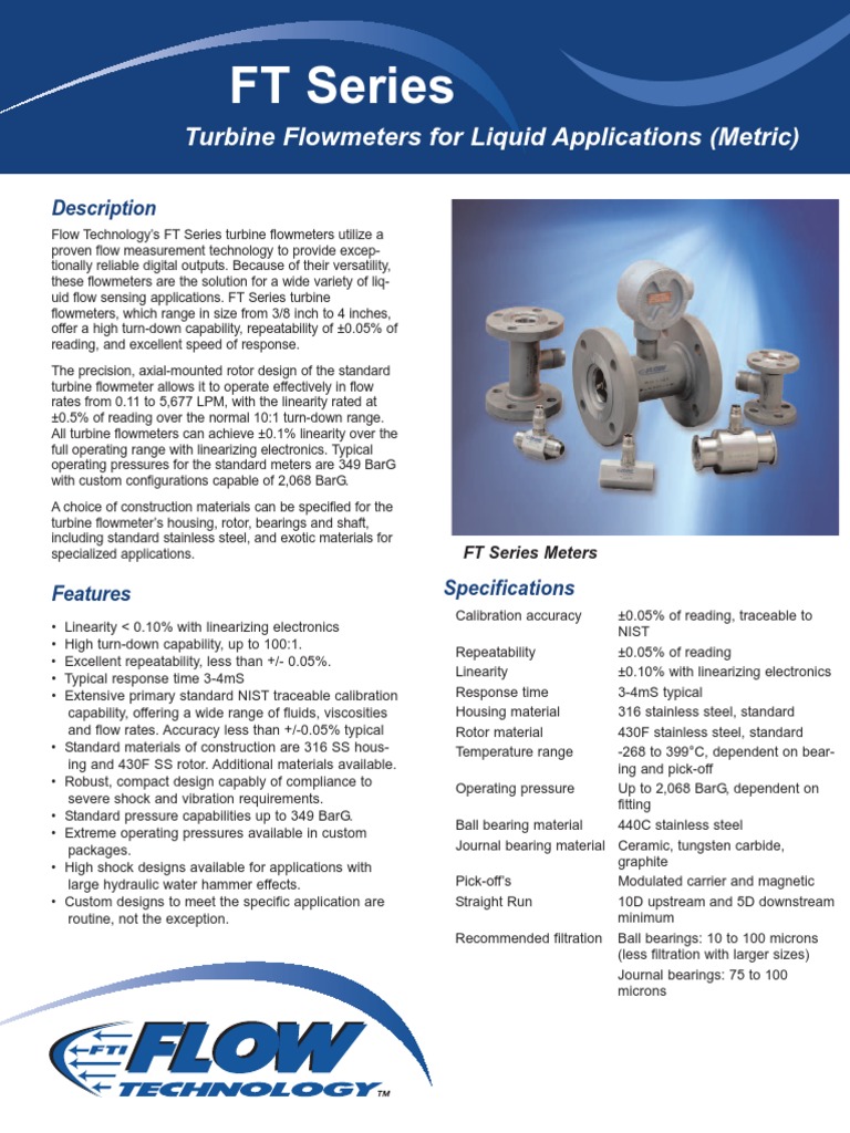 FT Series: Turbine Flowmeters For Liquid Applications (Metric) | PDF ...