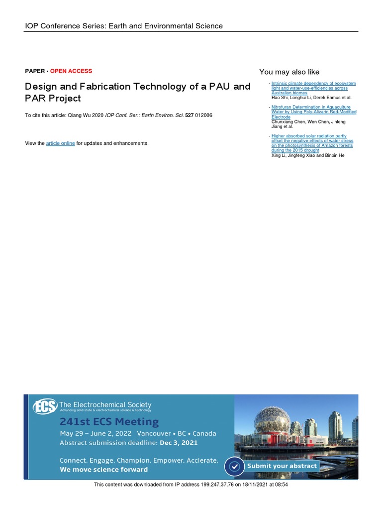 Design & Fabrication Technology of A PAU & PAR Project | PDF | Economic ...