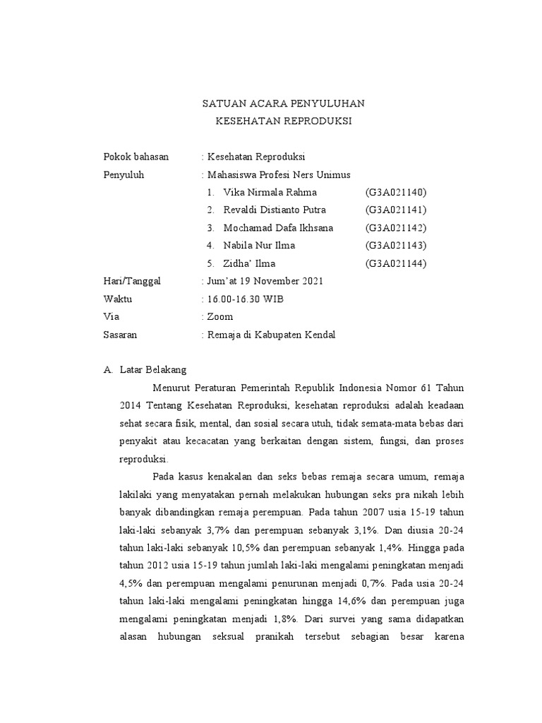 SAP Kesehatan Reproduksi | PDF