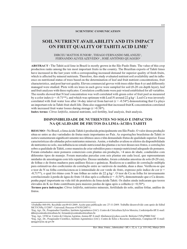 20 Soil Nutrient Availability and Its Impact | PDF | Soil | Correlation ...