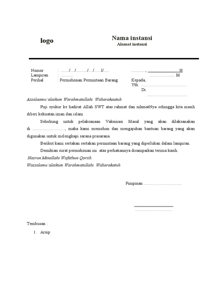 SURAT PERMINTAAN BARANG Format | PDF