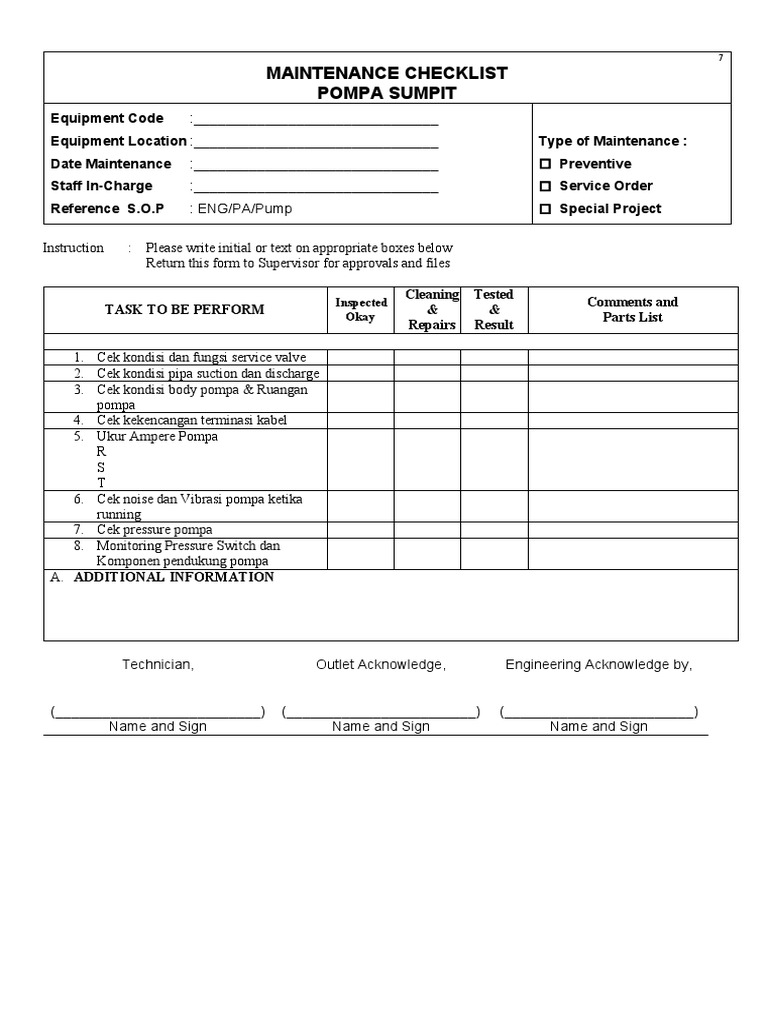 Sump Pump Maintenance Checklist | PDF