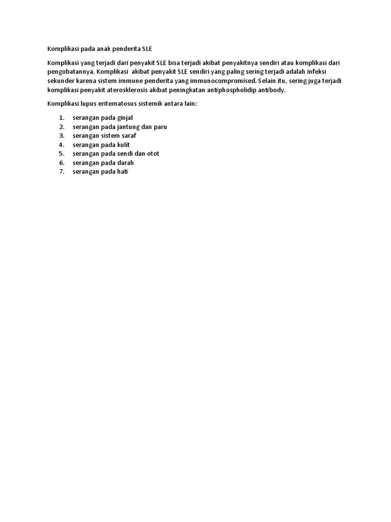 Komplikasi SLE pada Anak Penderita | PDF | Kesehatan Holistik | Sains ...