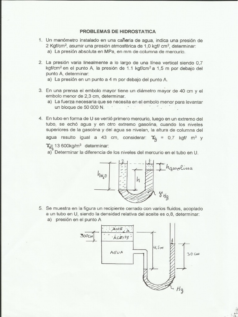 Problemas de Manometria | PDF