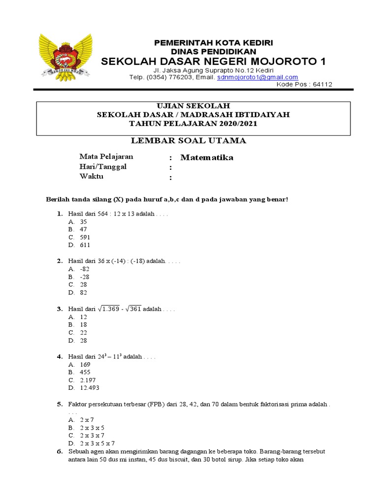 Soal Us Matematika | PDF | Metode & Bahan Ajar