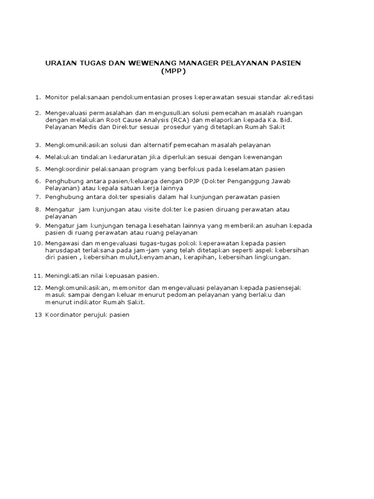 Uraian Tugas MPP | PDF