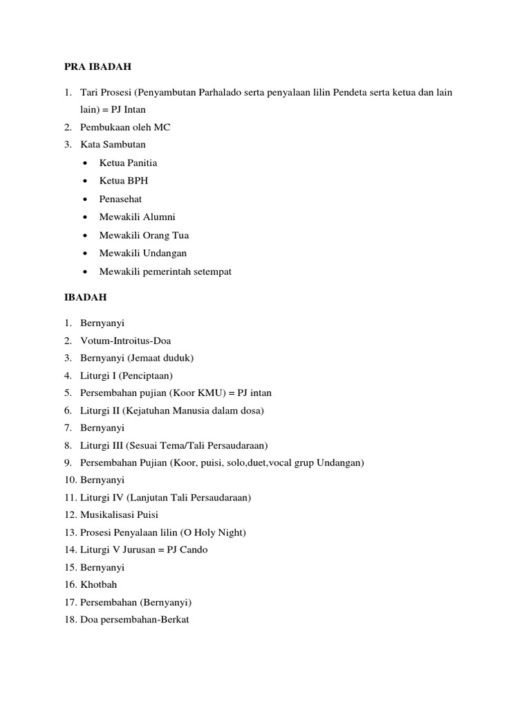 Rundown Acara Natal Kmu | PDF