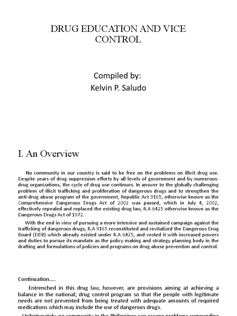 Drug Education and Vice Control Midterm | PDF | Substance Dependence ...