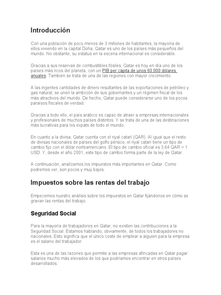 Introducción Catar | PDF | Katar | Impuestos