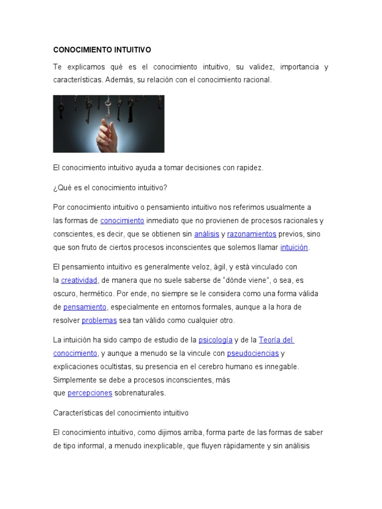 Conocimiento Intuitivo | PDF | Intuición | Conocimiento