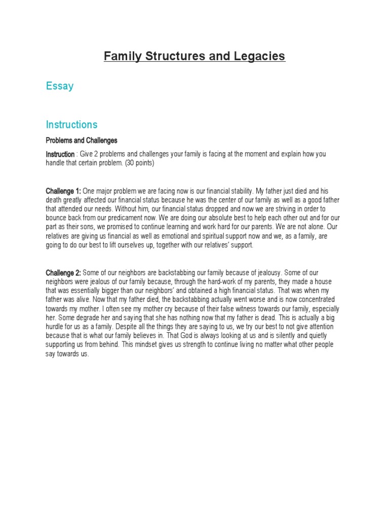 (Essay) Family Structures and Legacies | PDF