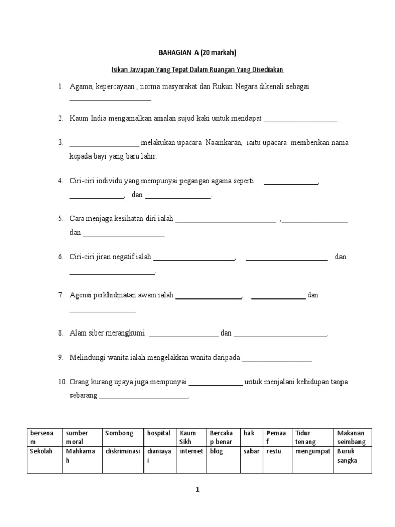 Moral Pat Form 2 Peperiksaan Akhir Tahun Pdf