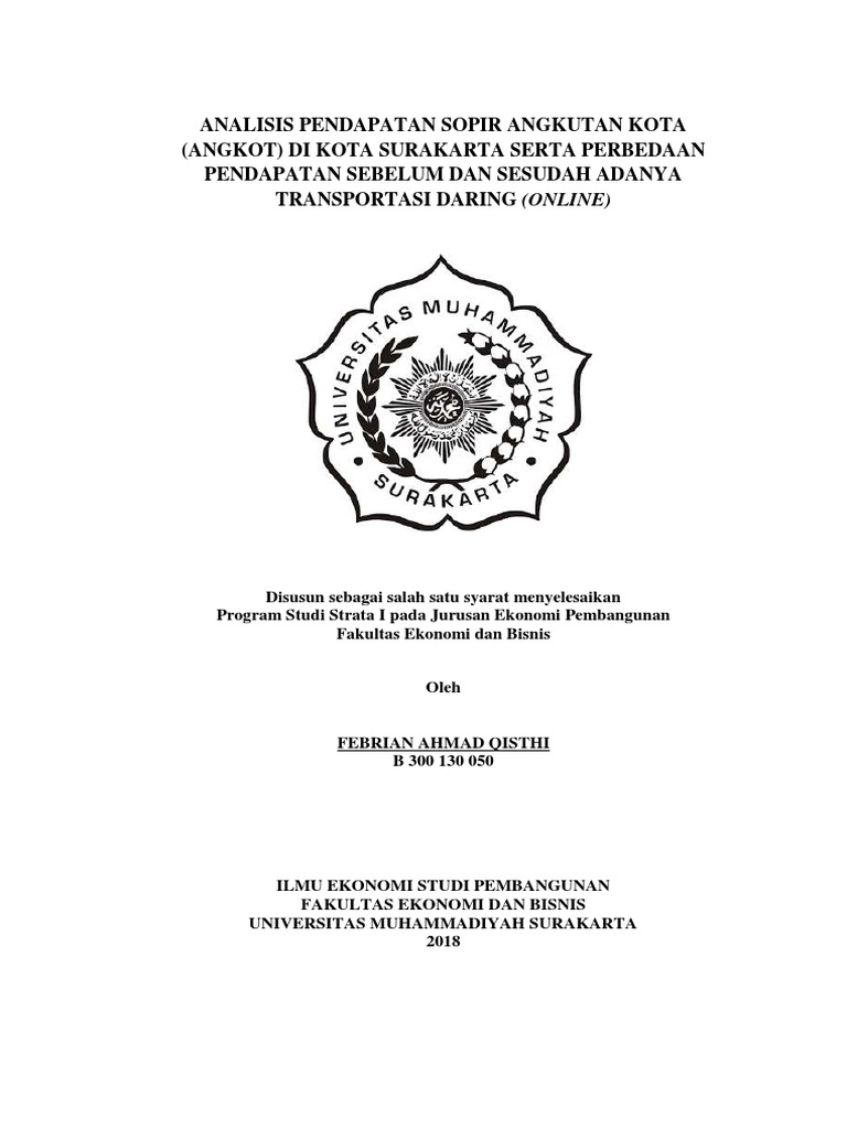 Analisis Pendapatan Supir Angkot Di Kota..... | PDF | Teknologi & Rekayasa
