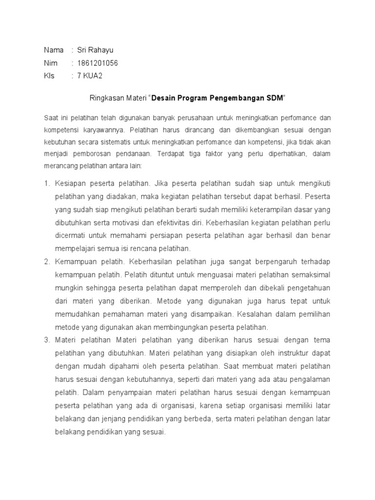 Desain Program Pengembangan SDM | PDF