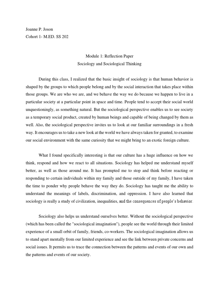 Module 1 - Reflection Paper | PDF