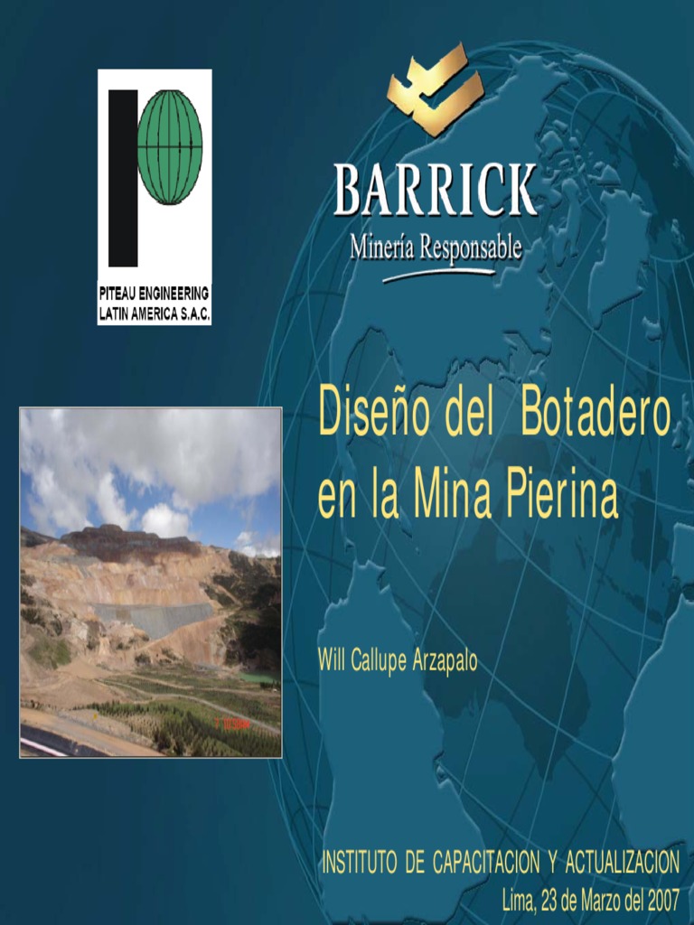 Diseño del Botadero Mina Pierina | PDF | Roca (geología) | Ciencias de ...