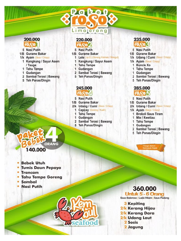 Menu Baleroso 2021 | PDF